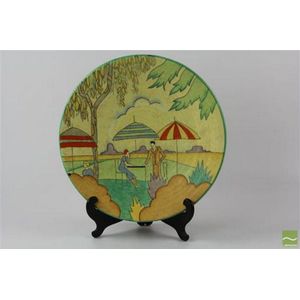 Hand-painted Crown Devon Plate with Man and Woman - Crown Devon - Ceramics