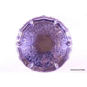 Victorian Sterling Silver Salver with Pie Crust Rim - Trays, Salvers ...