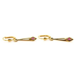 Ruby Drop Earrings in 18ct Yellow Gold (750 Marked) - Earrings - Jewellery