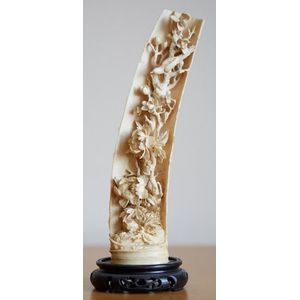 Carved Chinese ivory tusks and ivory tusk bridges - price guide and values