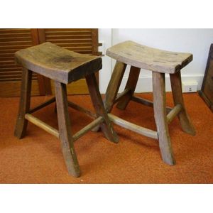Antique Chinese Handmade Stools - 57cm x 52cm - Furniture - Oriental