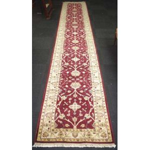 Maroon and Cream Wool Runner from Middle East - Rugs & Carpets ...