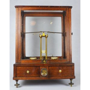 Antique Hydrostatic Brass Scale in Mahogany Case - Scales - Sundries