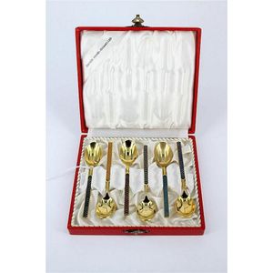 Danish Meka Enamelled Coffee Spoons in Case - Kitchenalia - Modern ...