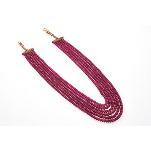 Six Strand Ruby Bead Necklace with Lead Glass Filling - Necklace/Chain ...