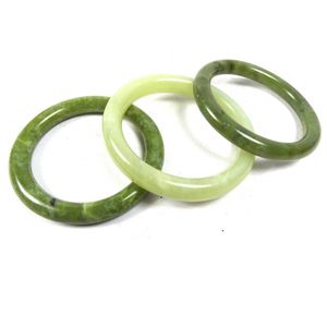Green Jade Trio: Variegated Bangles in Various Shades - Bracelets/Bangles - Jewellery