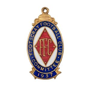 1937 Footscray Football Club Committee Member's Brass & Enamel Fob ...