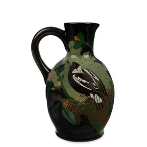 Gouda Dutch Pottery 'Magpie' Hand-Painted Floral Jug, Signed 799 ...