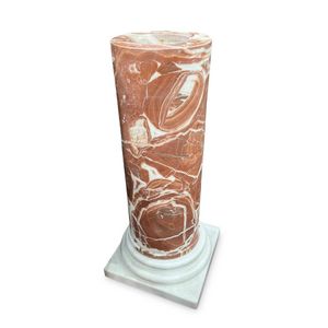 Red Marble Column on White Base - Pedestals - Furniture