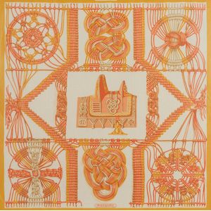 Hermes Saddle Macrame Scarf in Framed Display (A/F) - Shawls, Scarfs ...