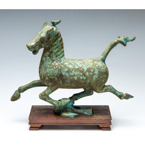 Bronze Tang Horse on Timber Stand - Bronze - Oriental