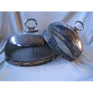 Pair of Silver Meat Covers - Zother - Silver Plate