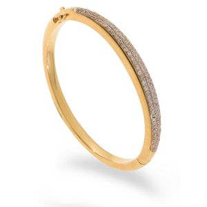 Pave Diamond Oval Bangle in 18ct Gold - Bracelets/Bangles - Jewellery