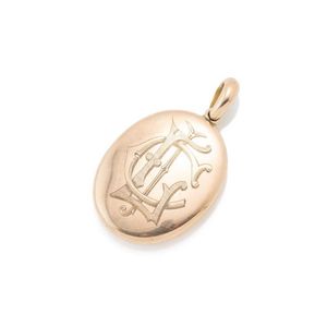 Antique 14ct Gold Locket with Engraved Monogram, 12.08g - Pendants ...