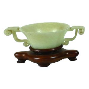 Chinese Jade Bowls on Hardwood Stands - Jade - Oriental