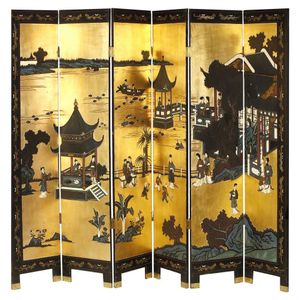 Chinese Coromandel Screen with Ladies and Birds - Furniture - Oriental