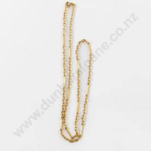 14ct rail and fancy trace link chain, 64cm, approx. 14g - Necklace ...