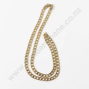 9ct Modern Flat Curb Link Neck Chain, 60cm, 27gms - Necklace/Chain ...