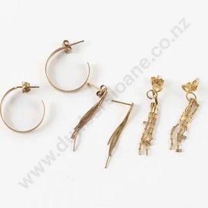 9ct Hoop and Chain Earrings Set - 3 Pairs, 4g - Necklace/Chain - Jewellery