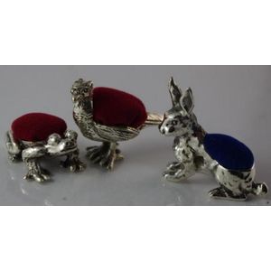 925 Silver Frog, Pheasant, and Rabbit Pin Cushions - Sewing - Zother ...
