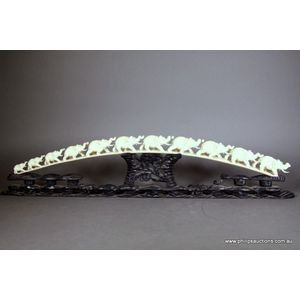 Carved Chinese ivory tusks and ivory tusk bridges - price guide and values
