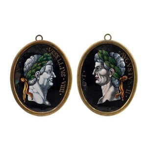 Antique Roman Emperors Polychrome Enamel Plaques, 18th/19th Century ...