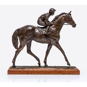 Bronze Race-Horse and Jockey Sculpture by Realities Cold Cast ...