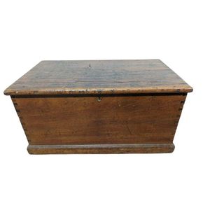 19th Century Cedar Storage Trunk with Exposed Dovetails and Crack ...