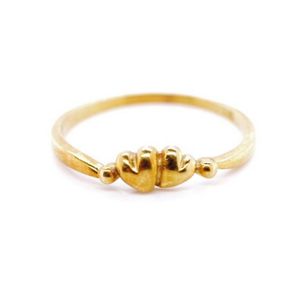 18K Double Heart Gold Ring - 1.3g - Rings - Jewellery