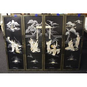 Chinese Garden Scenes Wall Screens with Mother of Pearl Inlay ...