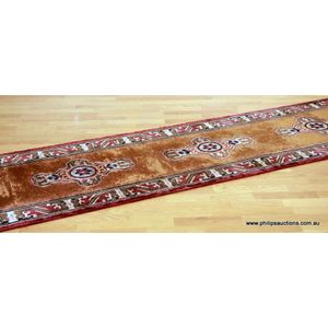 Rustic Wool Hall Runner with Geometric Borders - Rugs & Carpets ...