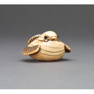 Meiji Sparrow Netsuke with Inlaid Eyes (A/F) - Netsuke - Oriental