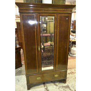 Mahogany Wardrobe with Mirror in Sheraton Style - Wardrobes - Furniture