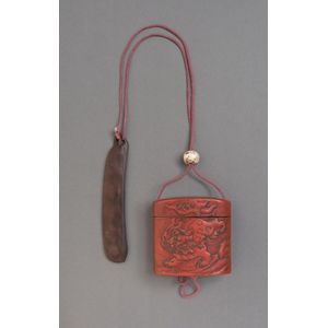 Meiji Inro with Kirin and Pea Pod Netsuke - Inro - Oriental