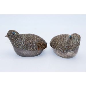 Sterling silver trinket boxes, pair of quail shape with… - Boxes ...
