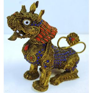 Nepalese Filigree Temple Dog Censer with Coral & Lapis - Zother - Oriental