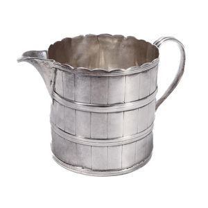 George III silver milk jug, London, 1786-1821, monogram decoration ...