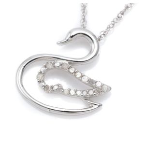 Swan Diamond Pendant on Gold Chain - Pendants/Lockets - Jewellery