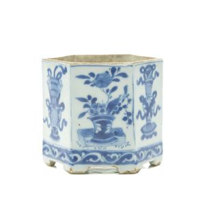 Chinese Qing Hexagonal Footed Pot with Unique Panel Vases - Ceramics ...
