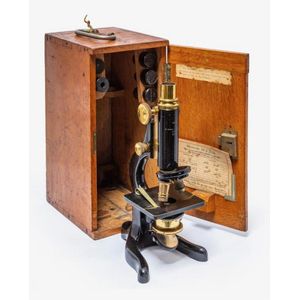 Vintage Watson & Sons London Monocular Microscope in Oak Case - Optical ...