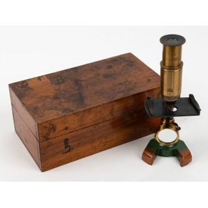 19th Century Brass and Steel Microscope in Painted Base - Optical ...