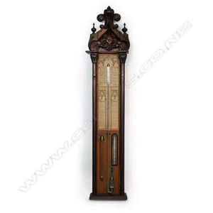 Victorian Walnut Cased Admiral Fitzroy Barometer with Gothic Style ...