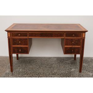 Linley Burr Walnut Desk with Keyboard Tray and Drawers - British ...