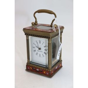 Champleve Enamel French Carriage Clock with Key - Clocks - Carriage ...