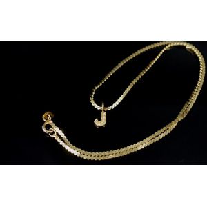 Diamond Letter Pendant on 10ct Gold Snail Chain Necklace - Pendants ...