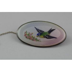 Enamel Sterling Silver Brooch, Birmingham Hallmark - Brooches - Jewellery
