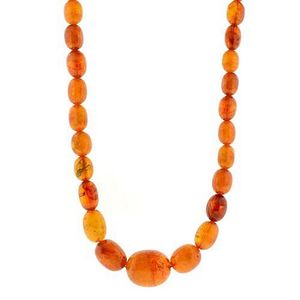 Graduated Amber Bead Necklace - 76cm Length - Necklace/Chain - Jewellery
