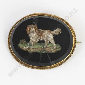 Victorian Grand Tour Micro Mosaic King Charles Spaniel Brooch ...