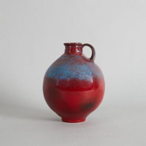 Ian Firth Signed Spherical Flagon with Red and Blue Glaze - New Zealand ...