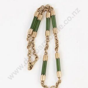 9ct Greenstone Rail Albert Chain with Engraved Cap Ends - Necklace ...